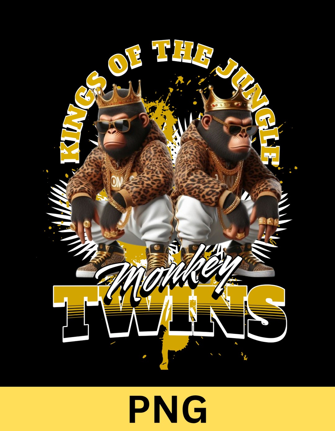 Twin Kings of Jungle Png, Lion Png Digital Download Dtf Dtg Print File ...