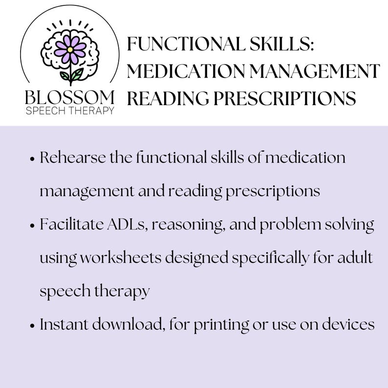 Functional Skills: Medication Management, Reading Prescriptions - Etsy