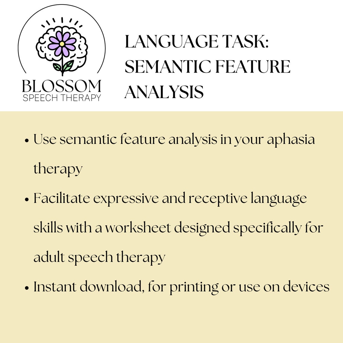 Aphasia: Semantic Feature Analysis Worksheet - Etsy