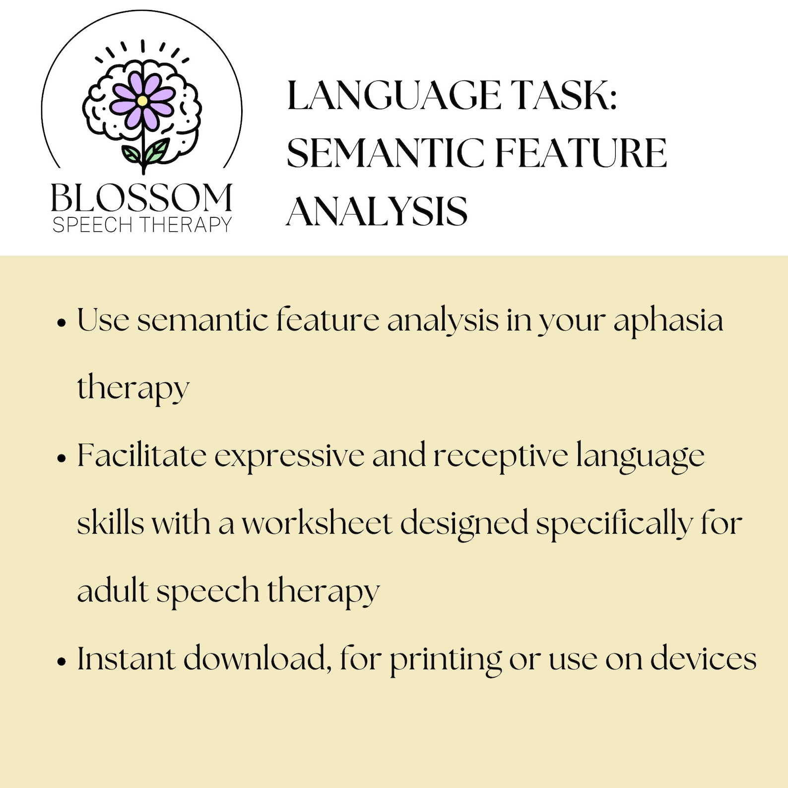 Aphasia: Semantic Feature Analysis Worksheet - Etsy