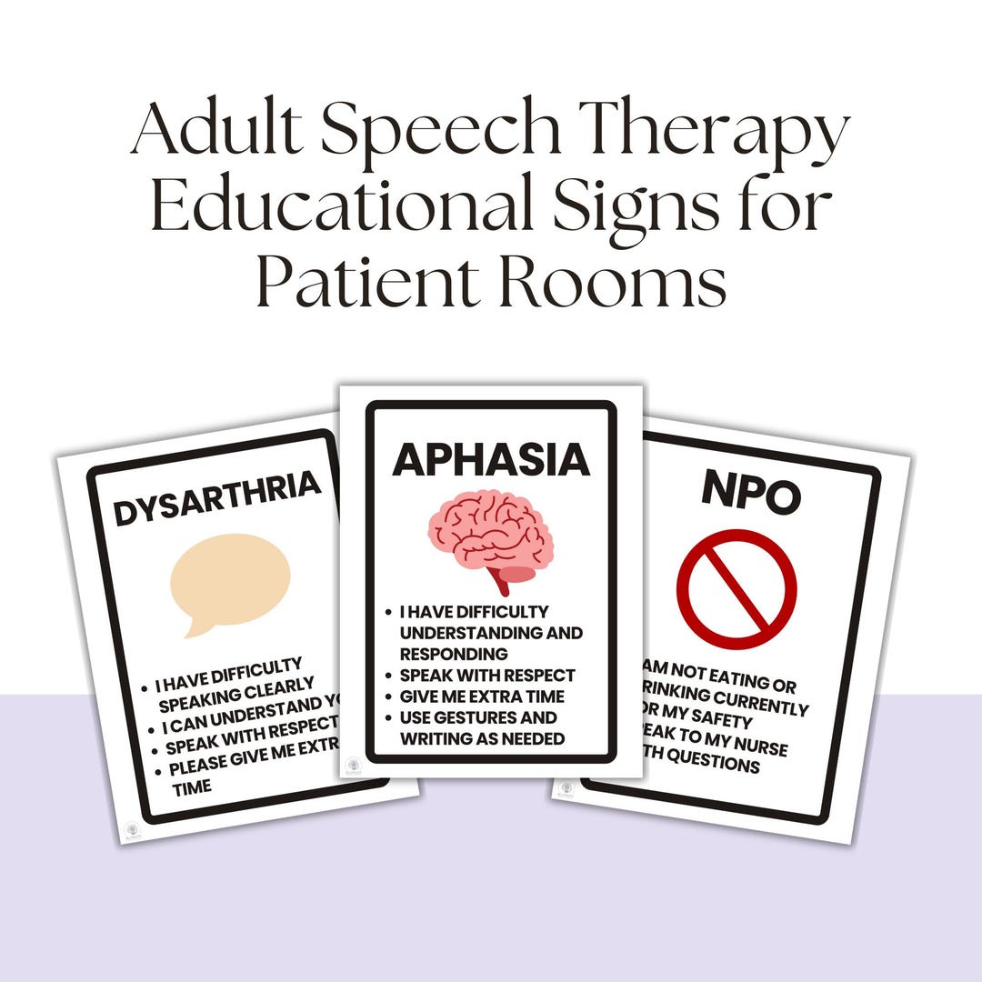 Speech Therapy Signs: Aphasia, Dysphagia, Memory Loss (digital Download ...