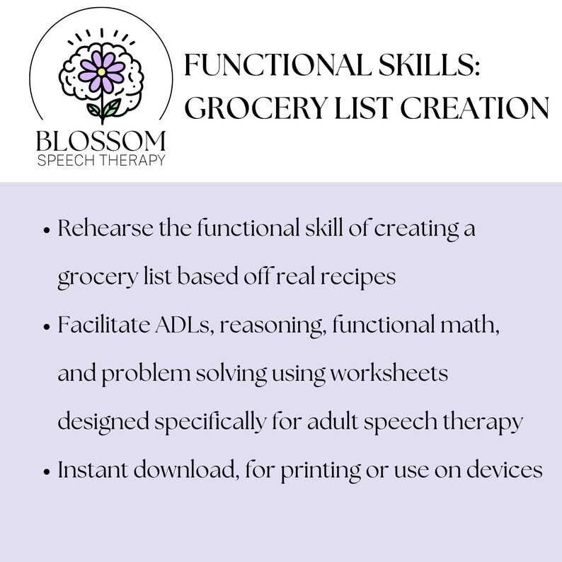 Functional Skills: Grocery List Creation - Etsy