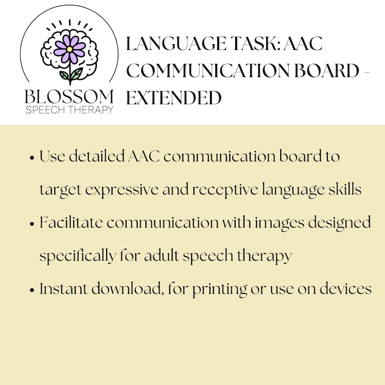 Aphasia AAC Communication Board, Extended (hospital, SNF, Home Health ...