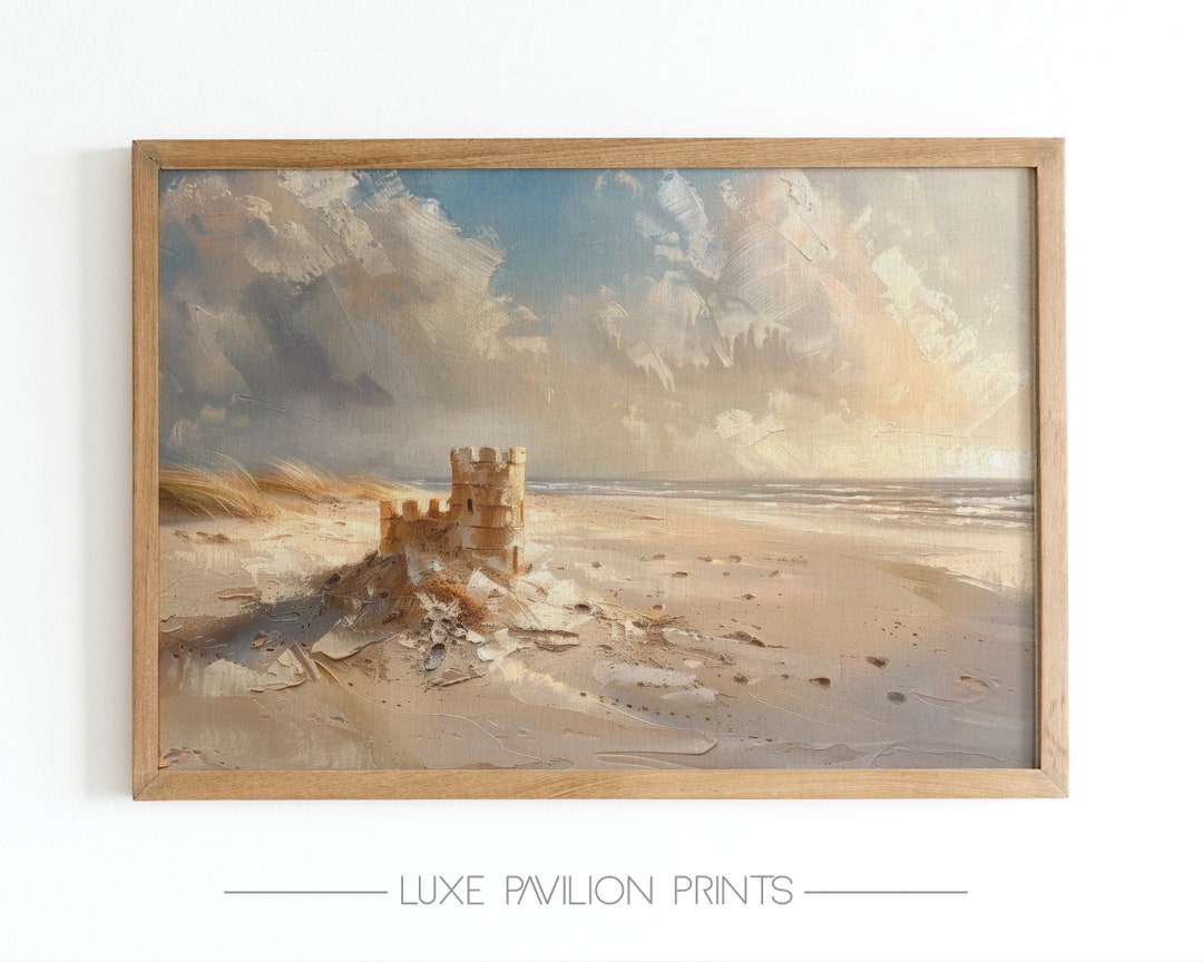 Sandcastle Print | Summer Vintage Landscape | Digital Printable Art ...