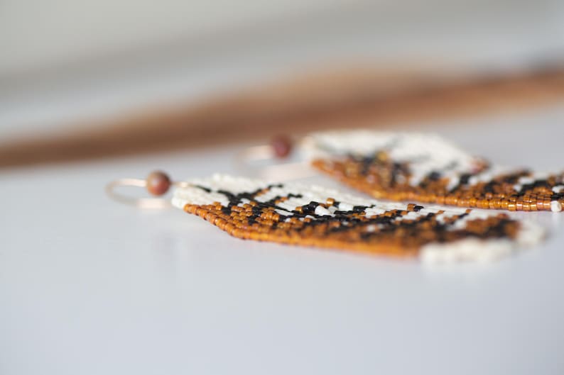 Red Tailed Hawk Feather Beaded Fringe Handmade Earrings - Etsy