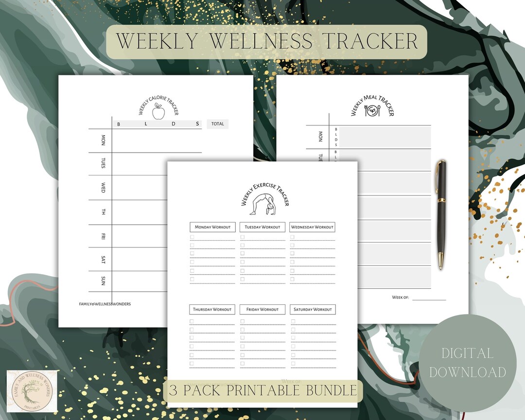 Simple Self Care Wellness Tracker Journal Meal Tracker, Calorie Tracker ...