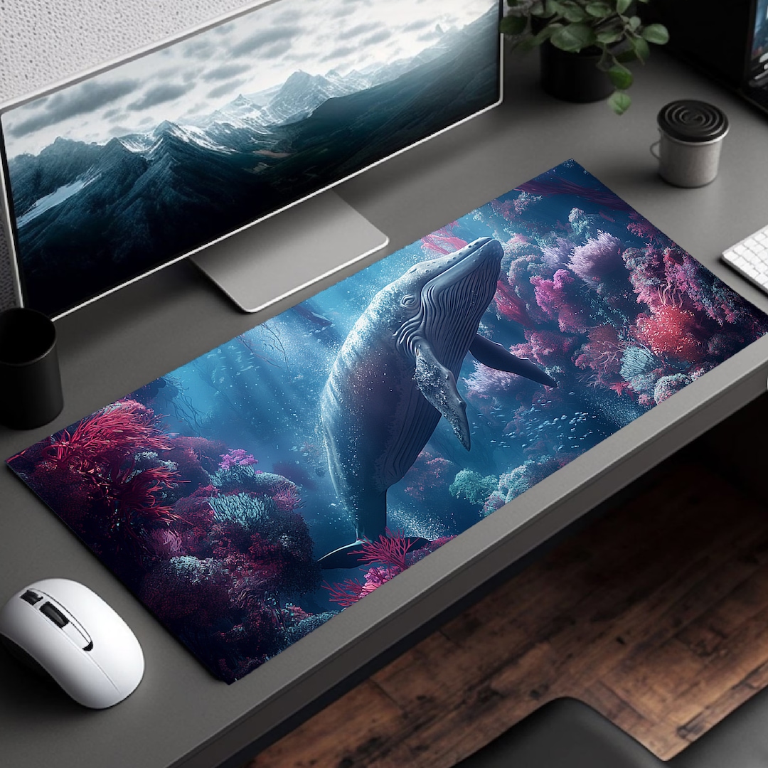 Mystical Whale Aesthetic Landscape Desk Mat, Mouse Pad, Mouse Mat ...