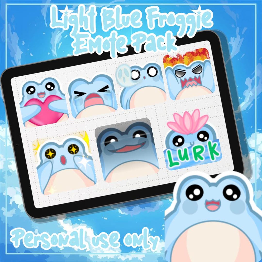 Light Blue Froggie Emote Pack | Digital Sticker Set for Personal Use - Etsy