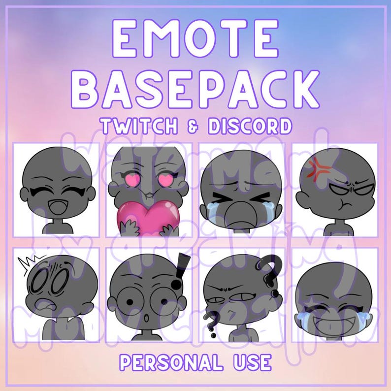 Emote Base Pack – 8 Emote Bases | Twitch & Discord Emotes | Cute Emote ...