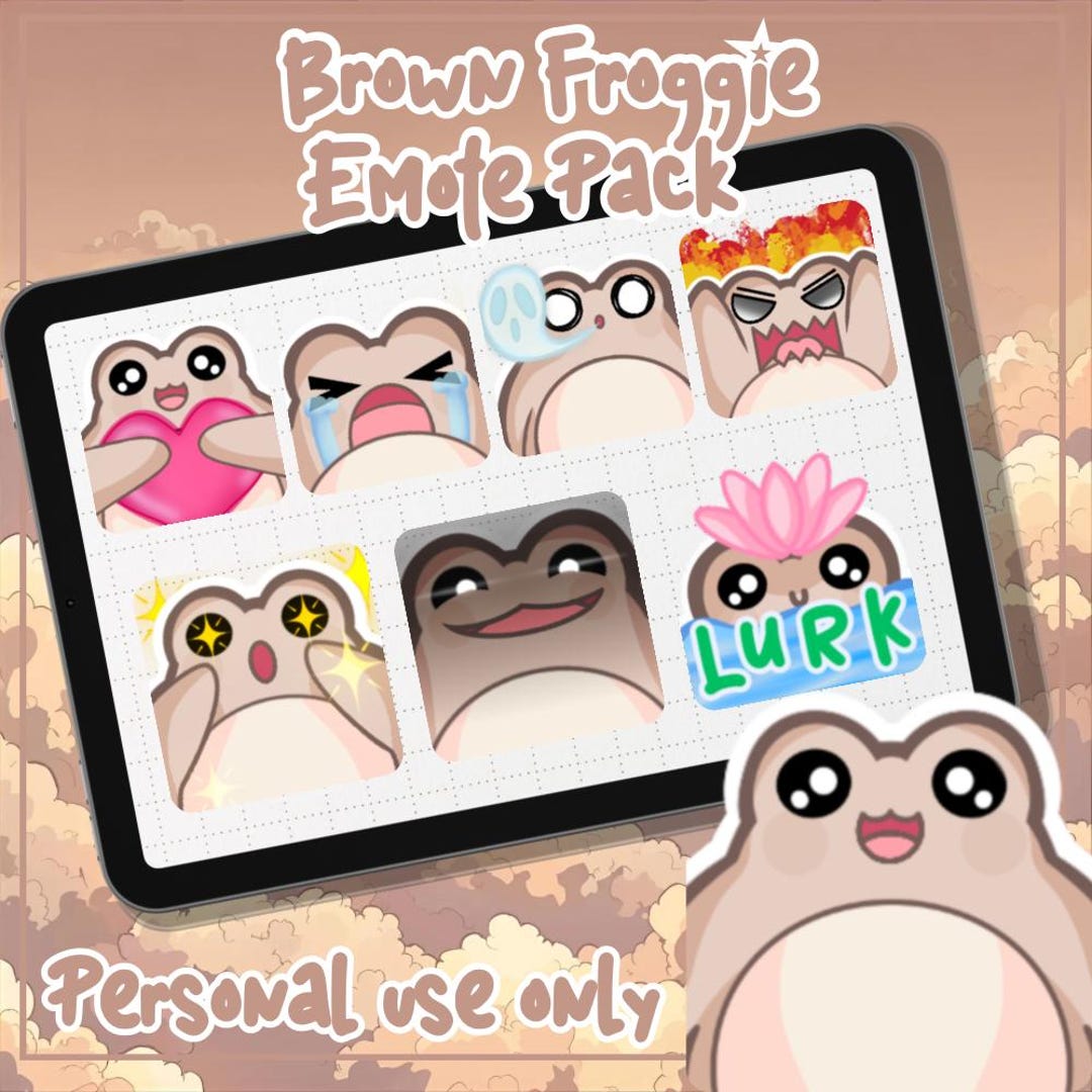 Brown Froggie Emote Pack | Digital Sticker Set for Personal Use - Etsy