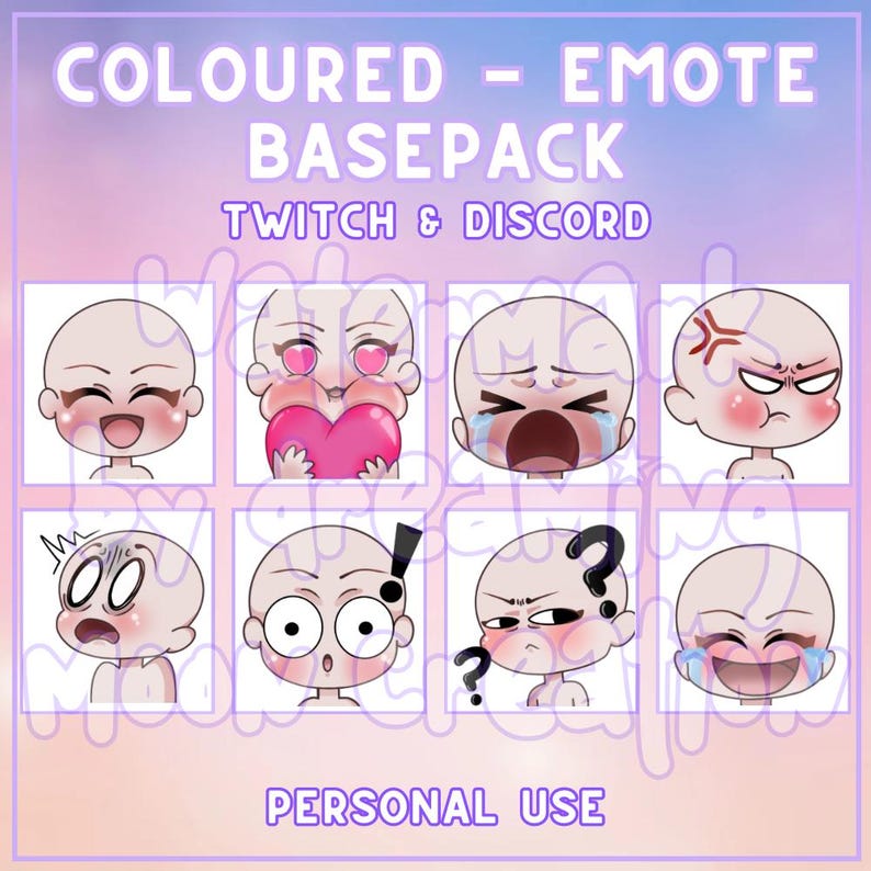 Coloured Emote Base Pack – 8 Emote Bases | Twitch & Discord Emotes ...