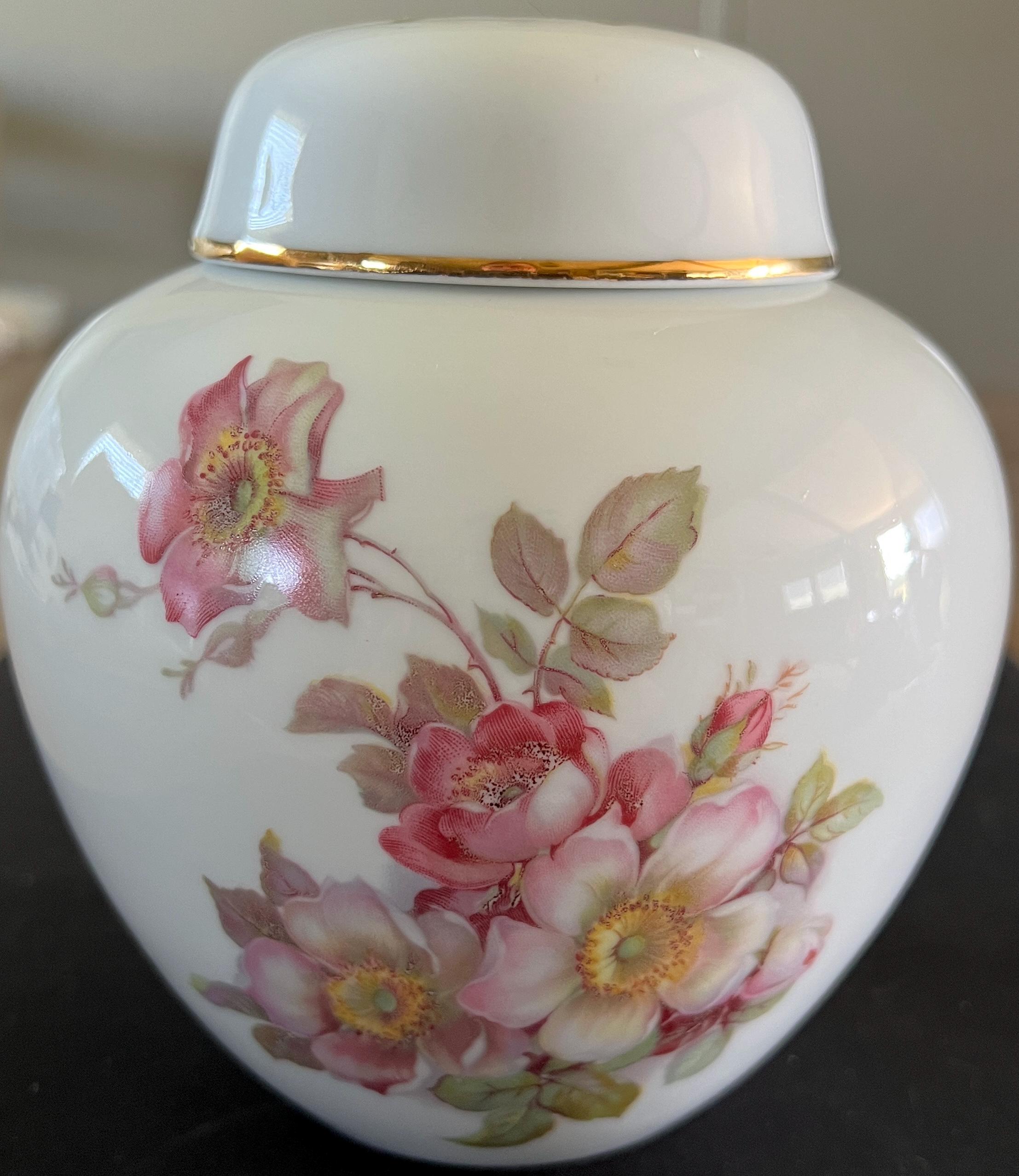 Gerald Porzellan West Germany Ginger Jar Pink Wild Rose Design With Lid ...