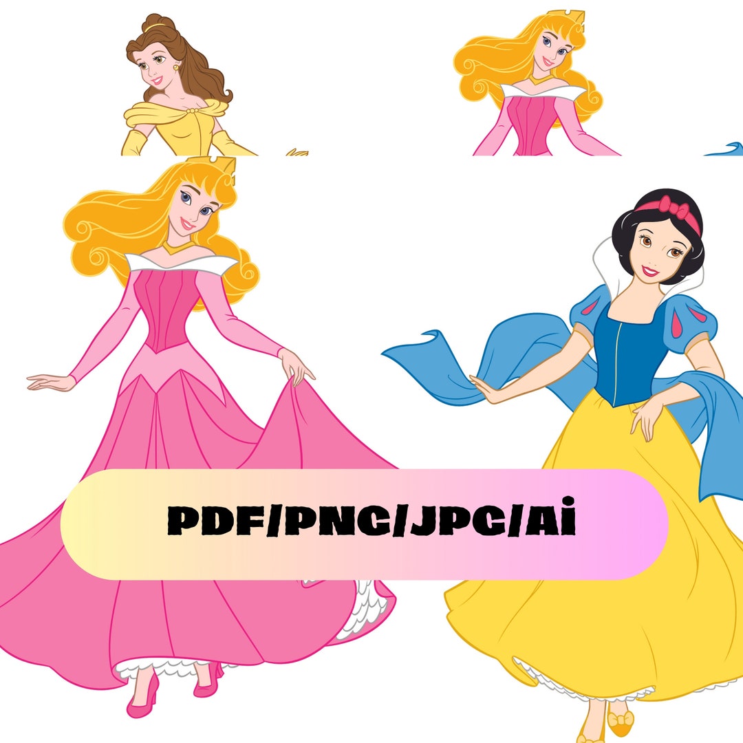 Princess Cartoon Svg,png,jpg,pdf,ai Cricut Princess Cartoon Svg Bundle ...