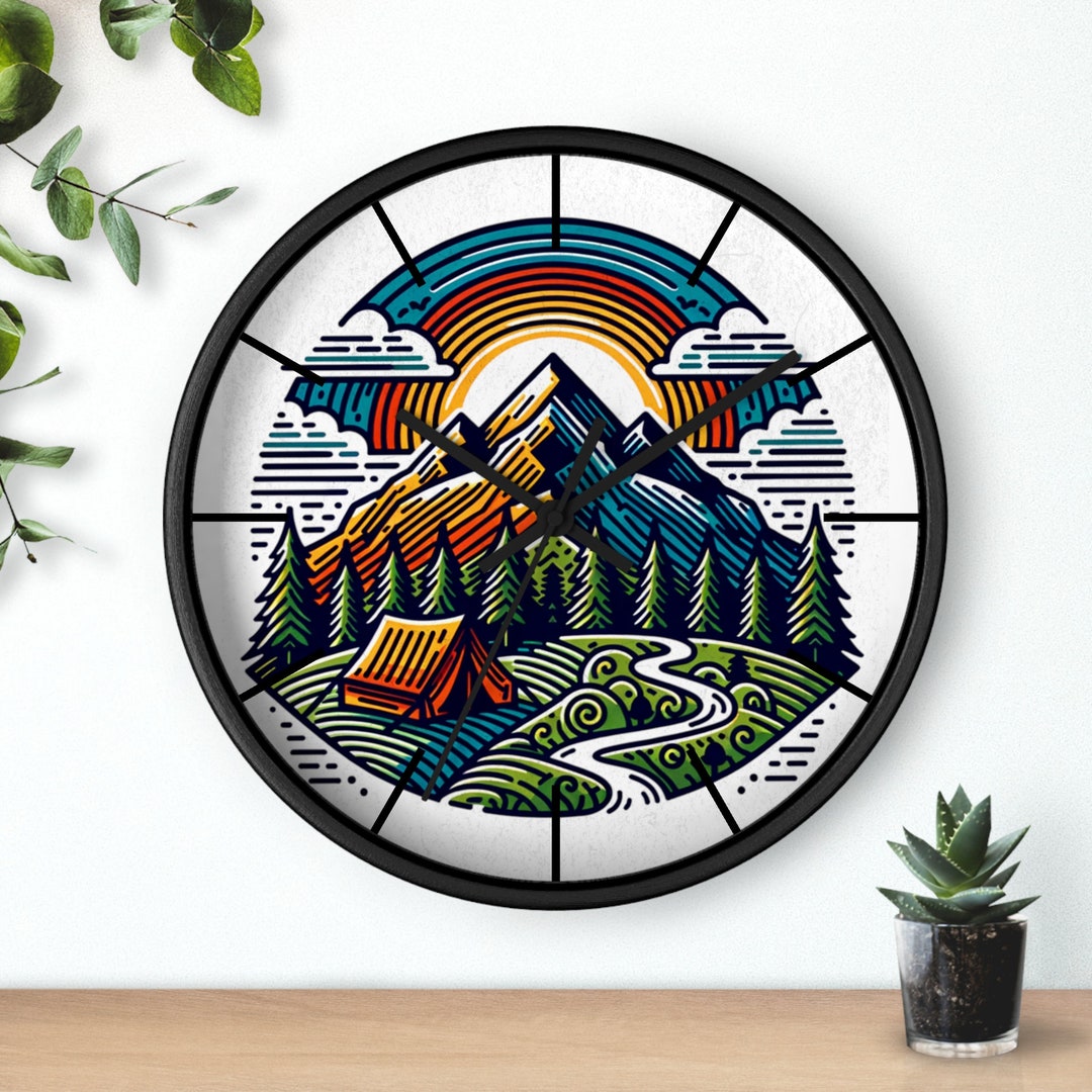 Wall Clock Camping Adventure Clock Friend Gift Clock Birthday Friend ...