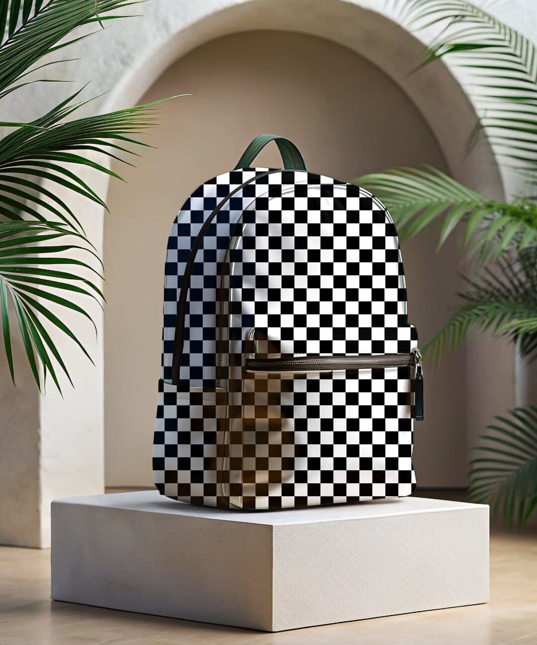 Checkered Backpack Friend Gift Boho Chic Backpack Gift Fashion Bag Gift ...