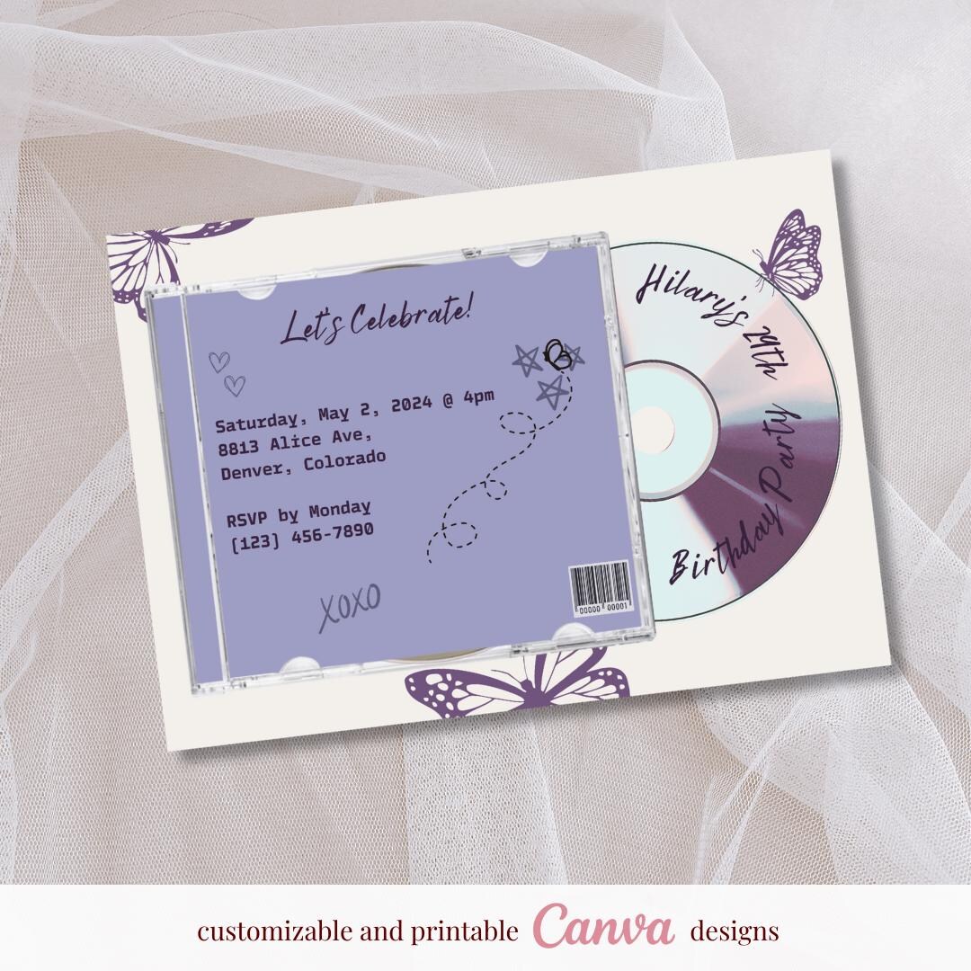 2000s CD Case Y2K Invitation | Olivia Rodrigo Inspired Party Invite ...