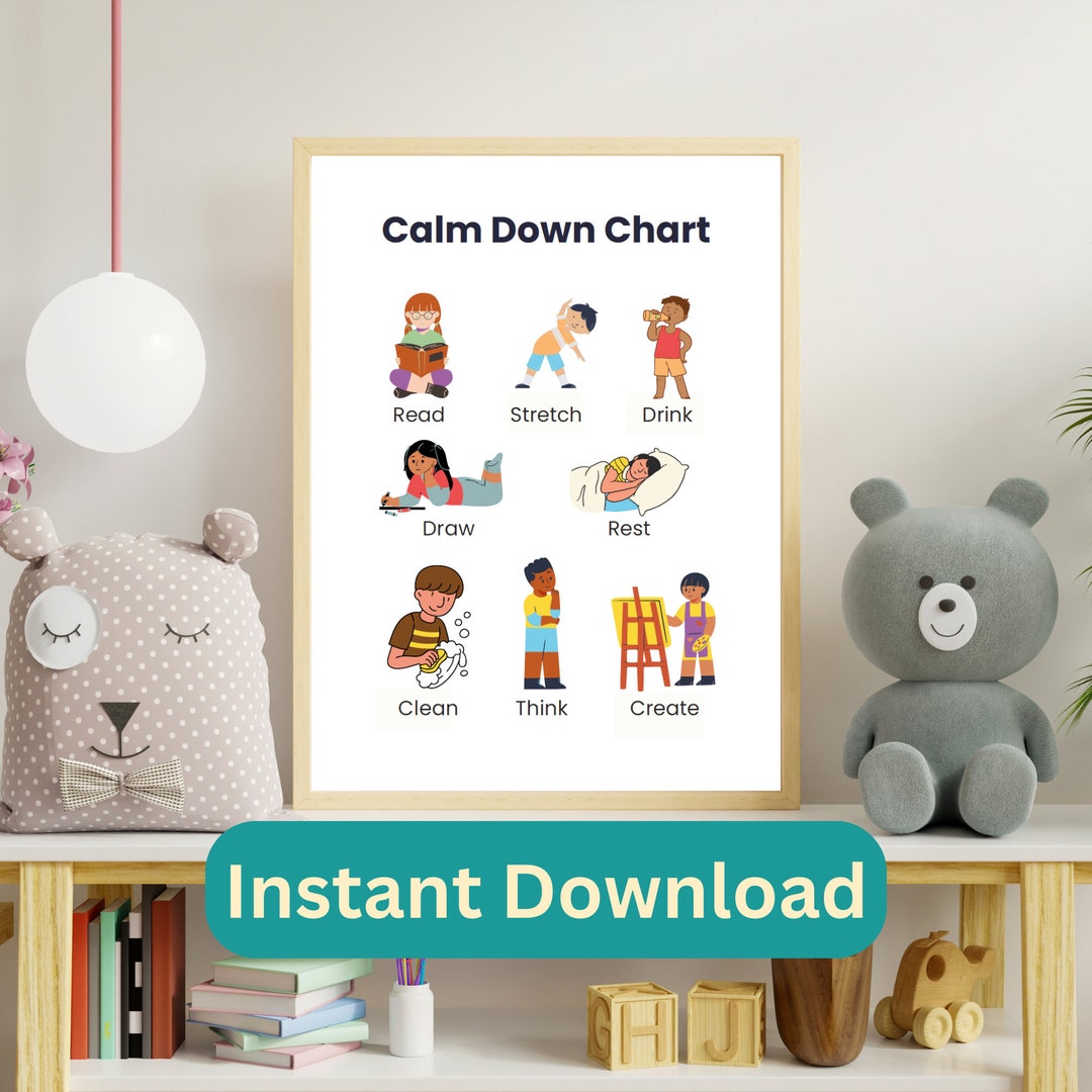 Calm Down Poster for Kids Coping Skills Printable Preschool Activity ...