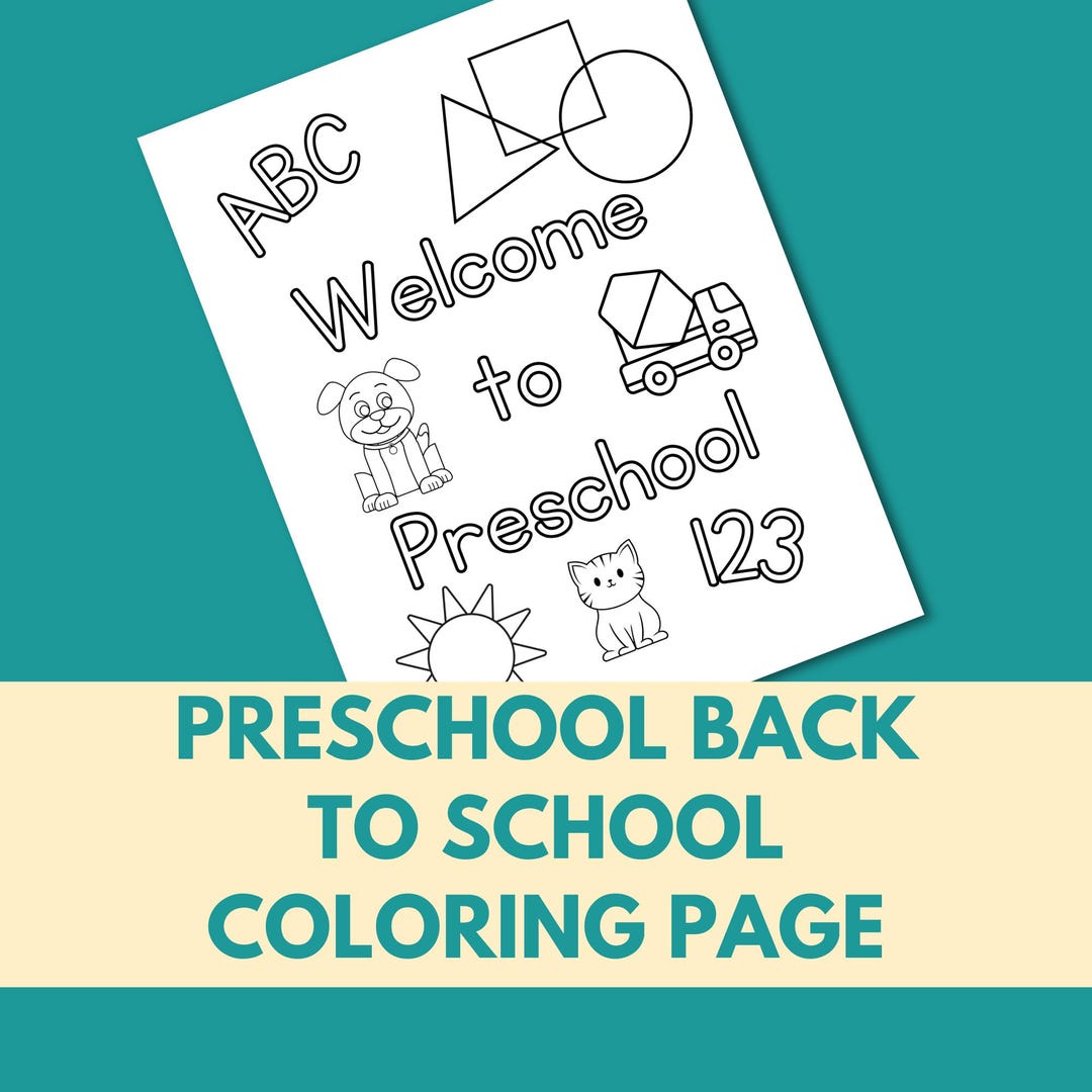 Preschool Coloring Page for Student Back to School Activity Instant ...