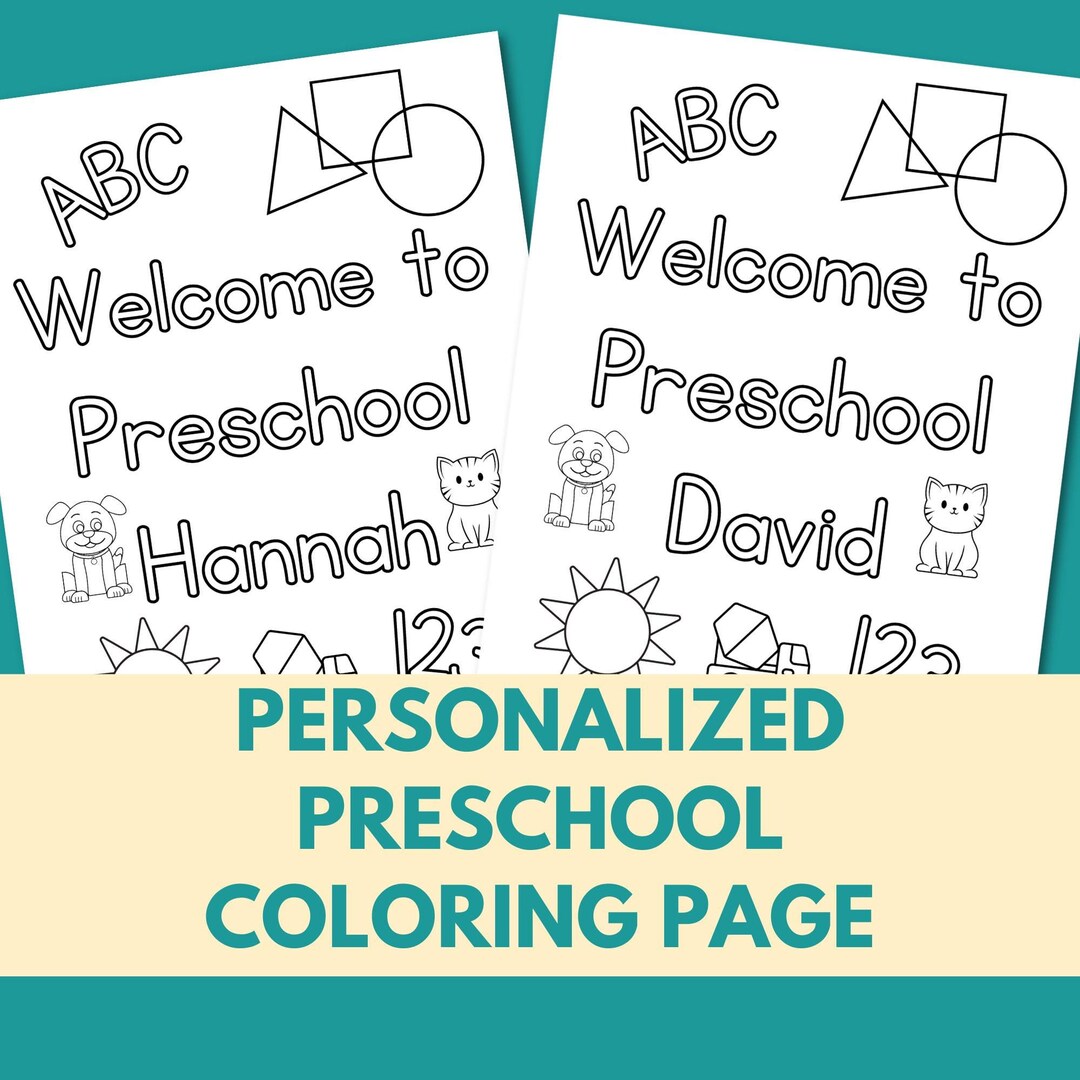 Personalized Preschool Back to School Coloring Page Printable Preschool ...