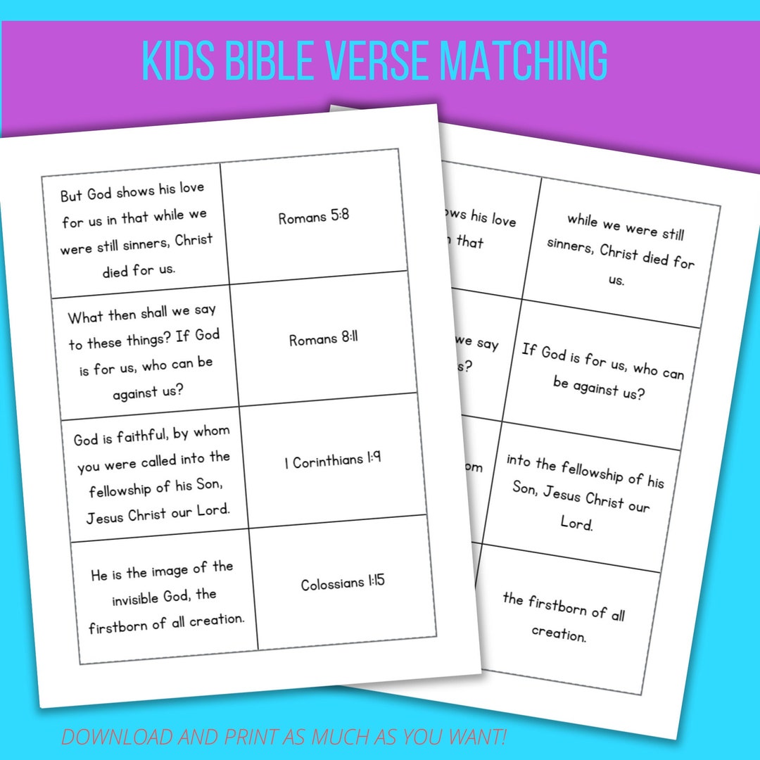 Scripture Verse Matching Game Cards for Bible Verse Memory Homeschool ...