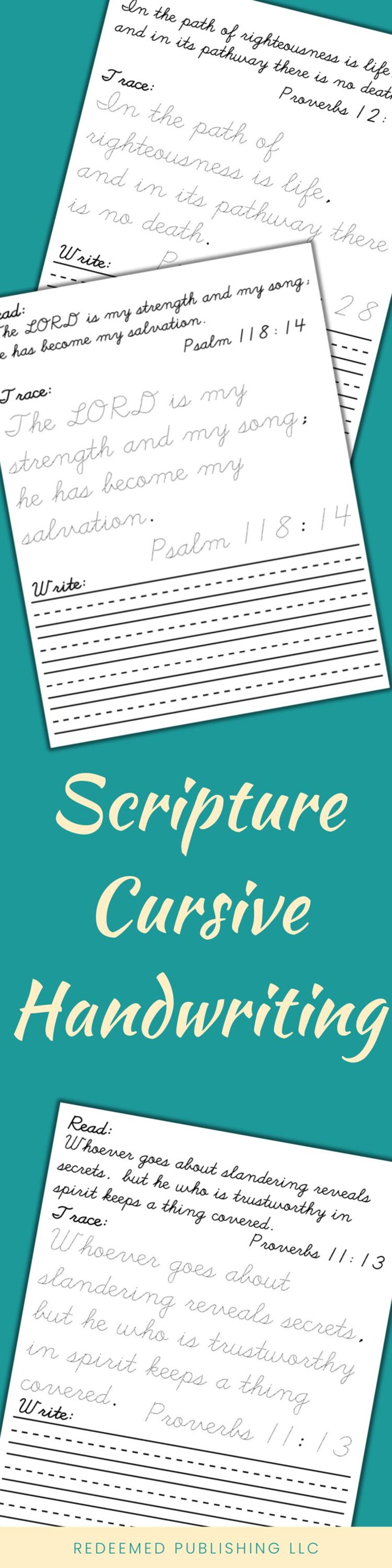 Scripture Cursive Handwriting Practice Printable Worksheet for ...