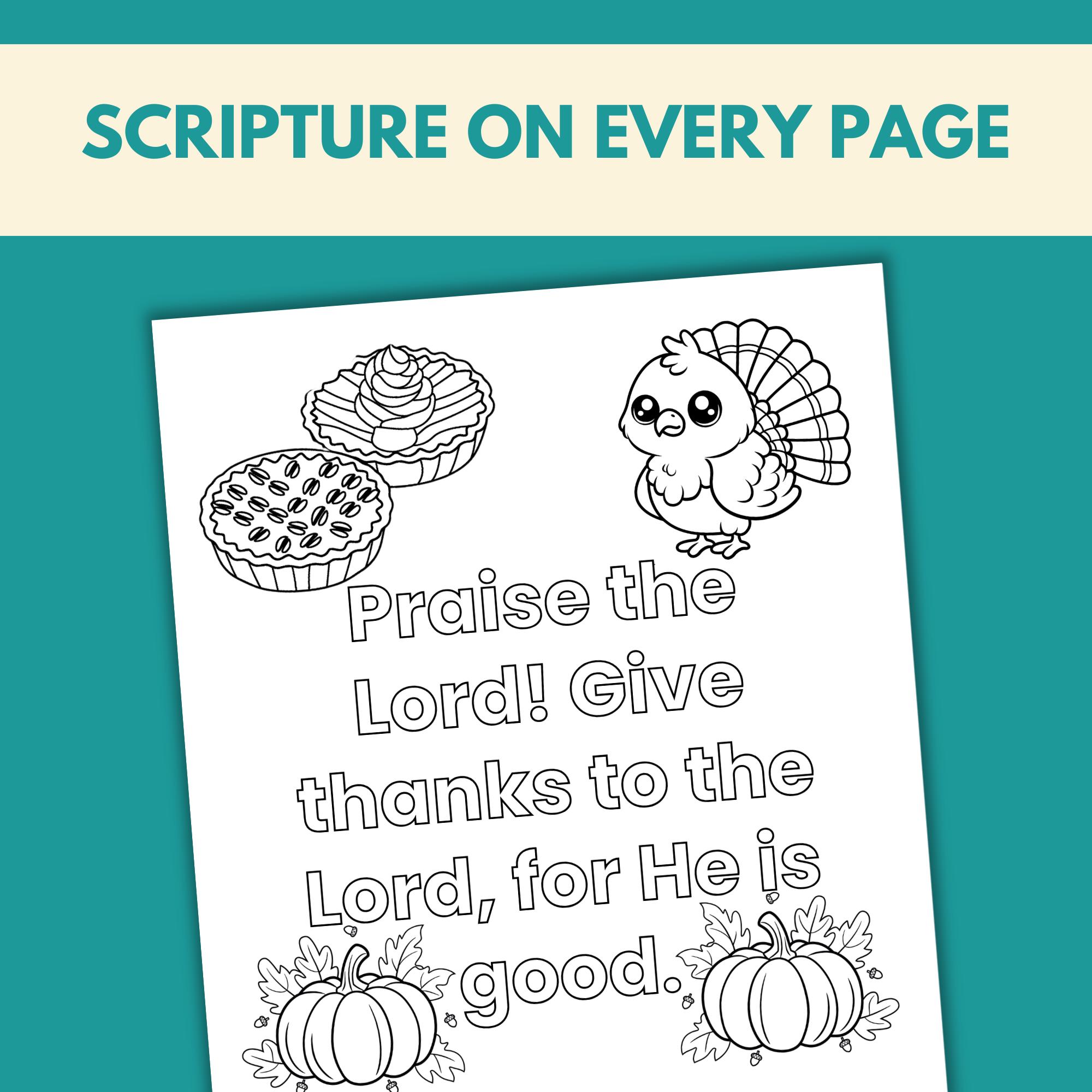 Thanksgiving Scripture Verse Coloring Pages for Kids Table Busy Work ...