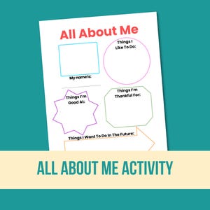 All About Me Worksheet for Preschool Student Instant Download Activity ...