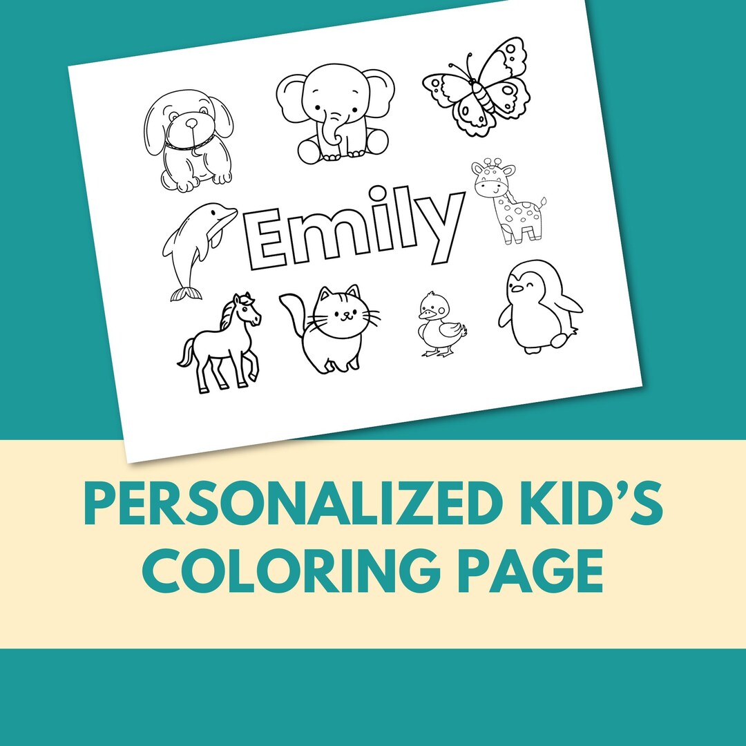 Personalized Animal Themed Coloring Page for Children Printable Custom ...