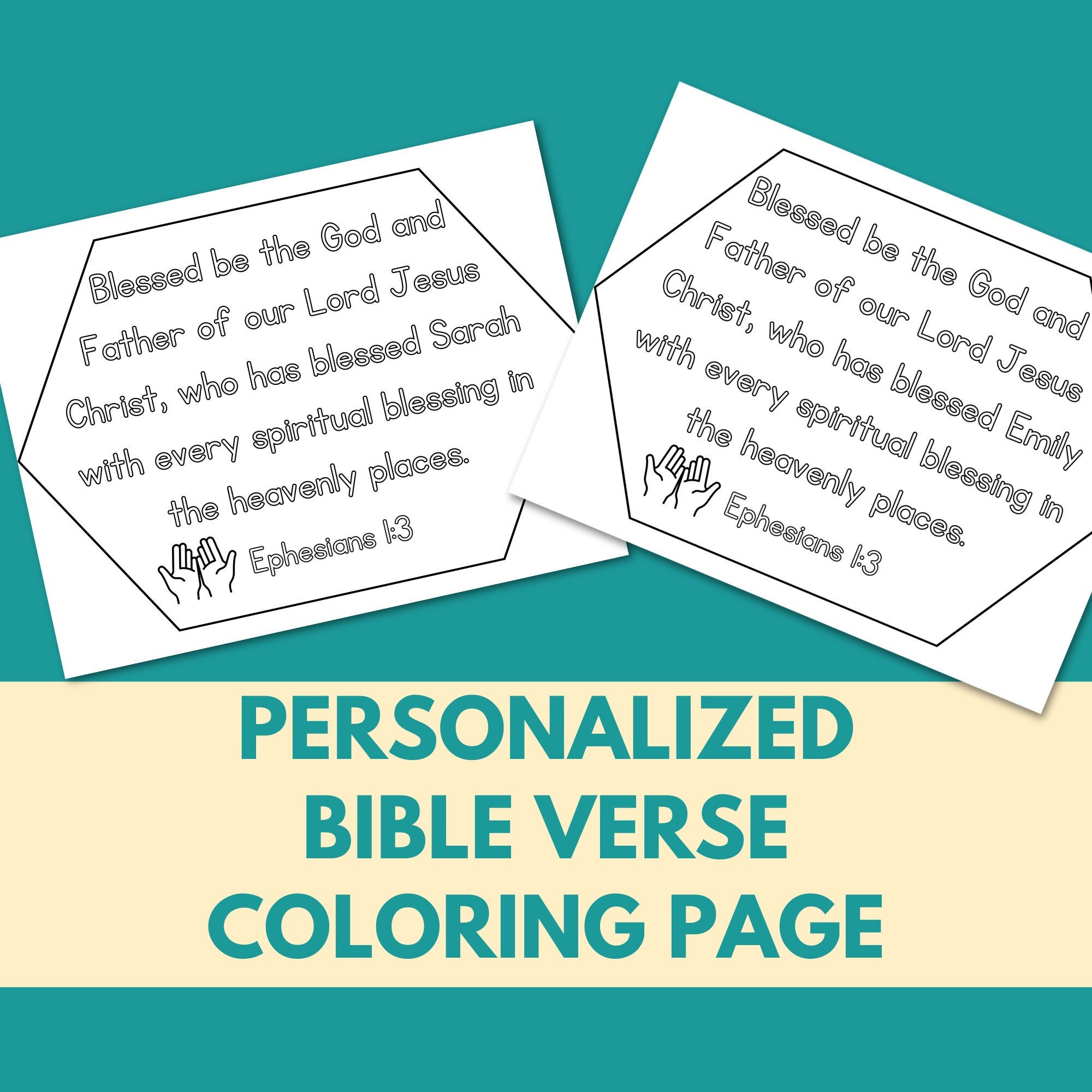 Personalized Bible Verse Coloring Page for Children Scripture Memory ...