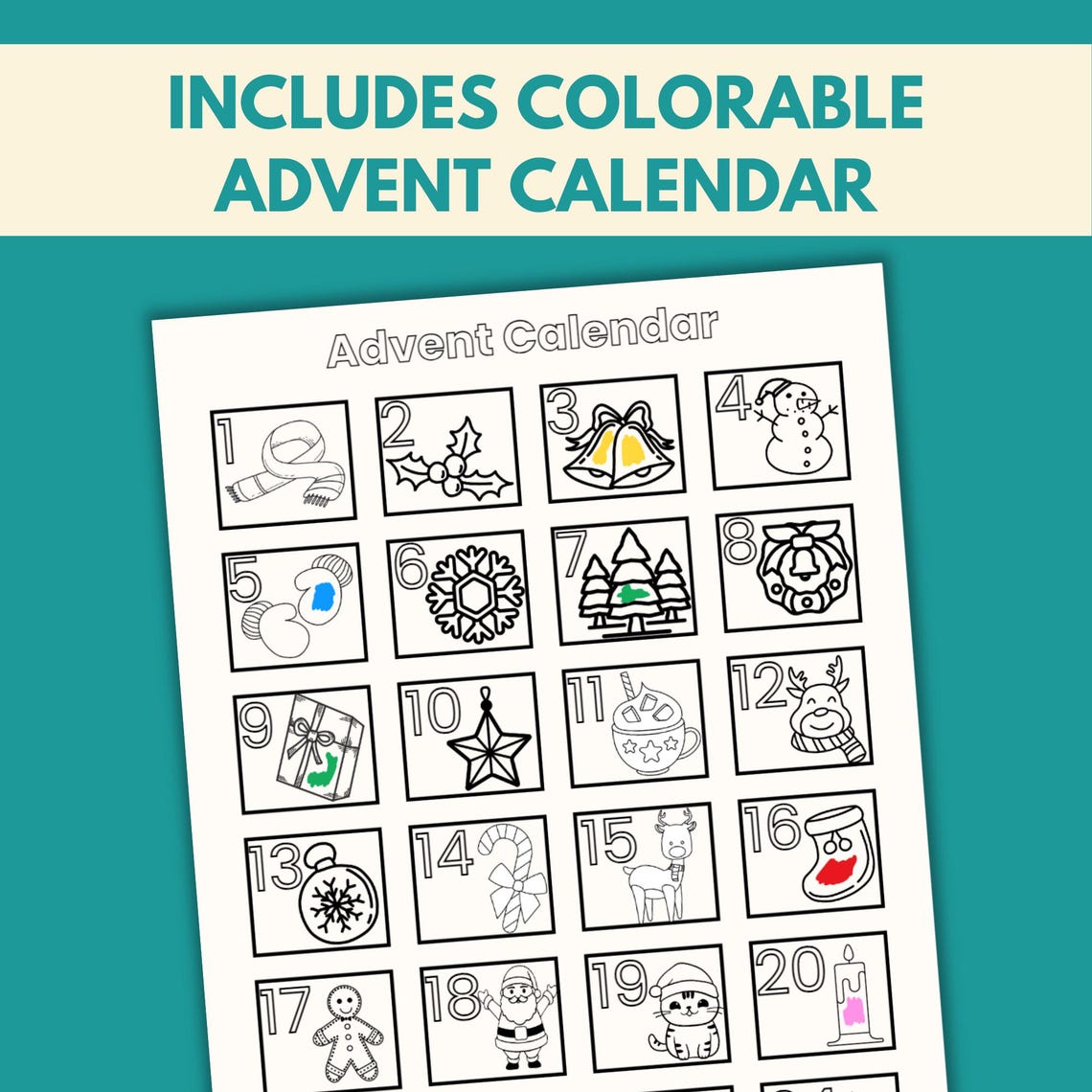 Advent Activity for Kids Christmas Printable Advent Calendar Instant ...