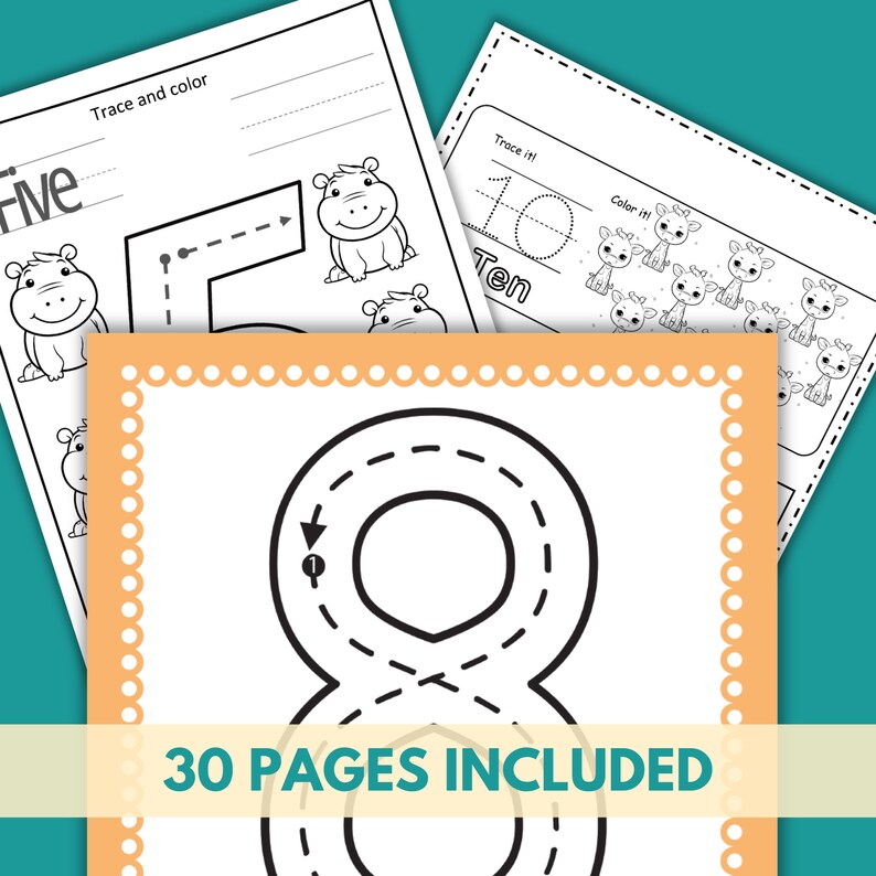 Number Tracing Worksheets for Preschool Handwriting Practice Printable ...