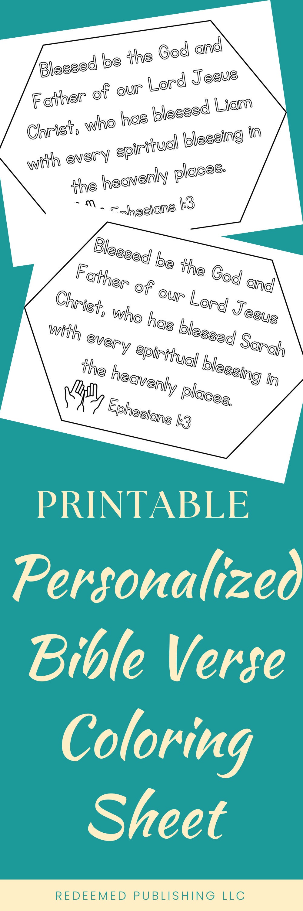 Personalized Bible Verse Coloring Page for Children Scripture Memory ...