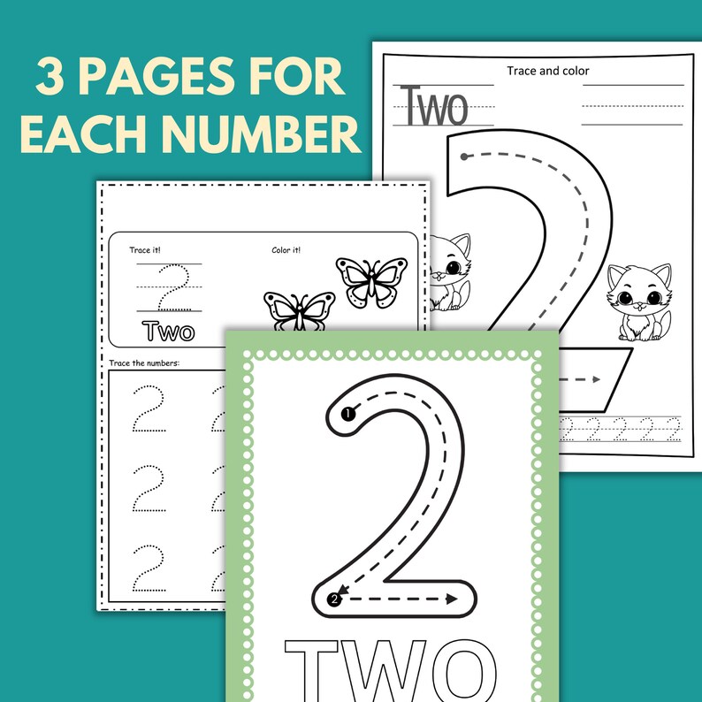 Number Tracing Worksheets for Preschool Handwriting Practice Printable ...
