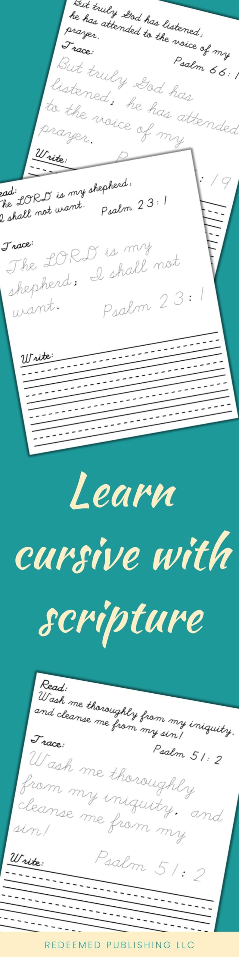 Psalms Cursive Writing for Kids Handwriting Practice Printable Psalms ...