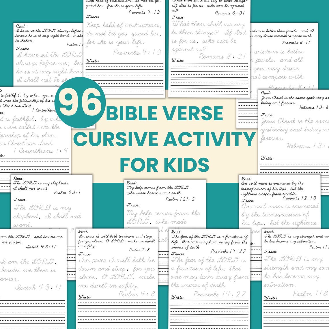 Bible Verse Cursive Writing Activity for Kids Homeschool Worksheet for ...