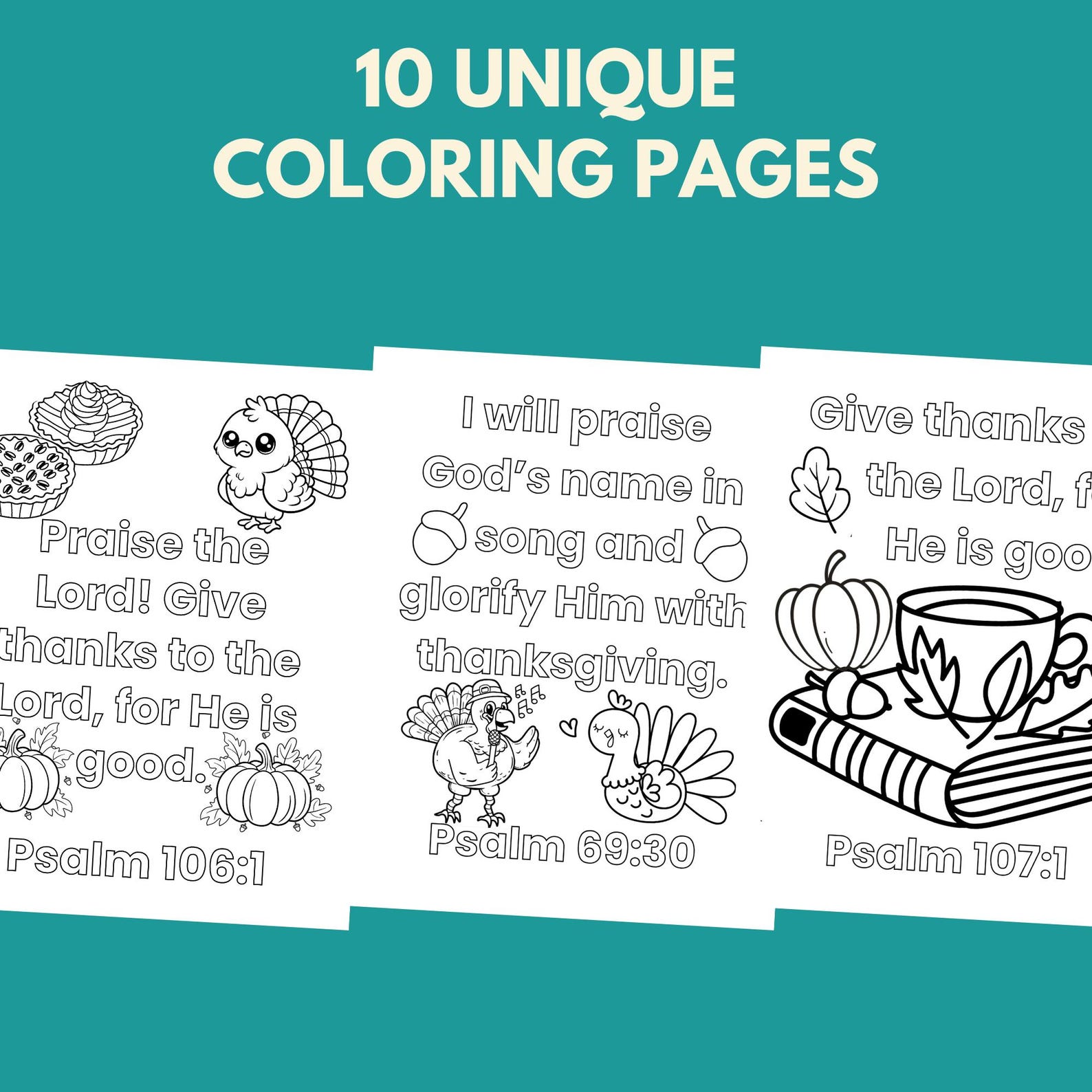 Thanksgiving Scripture Verse Coloring Pages for Kids Table Busy Work ...