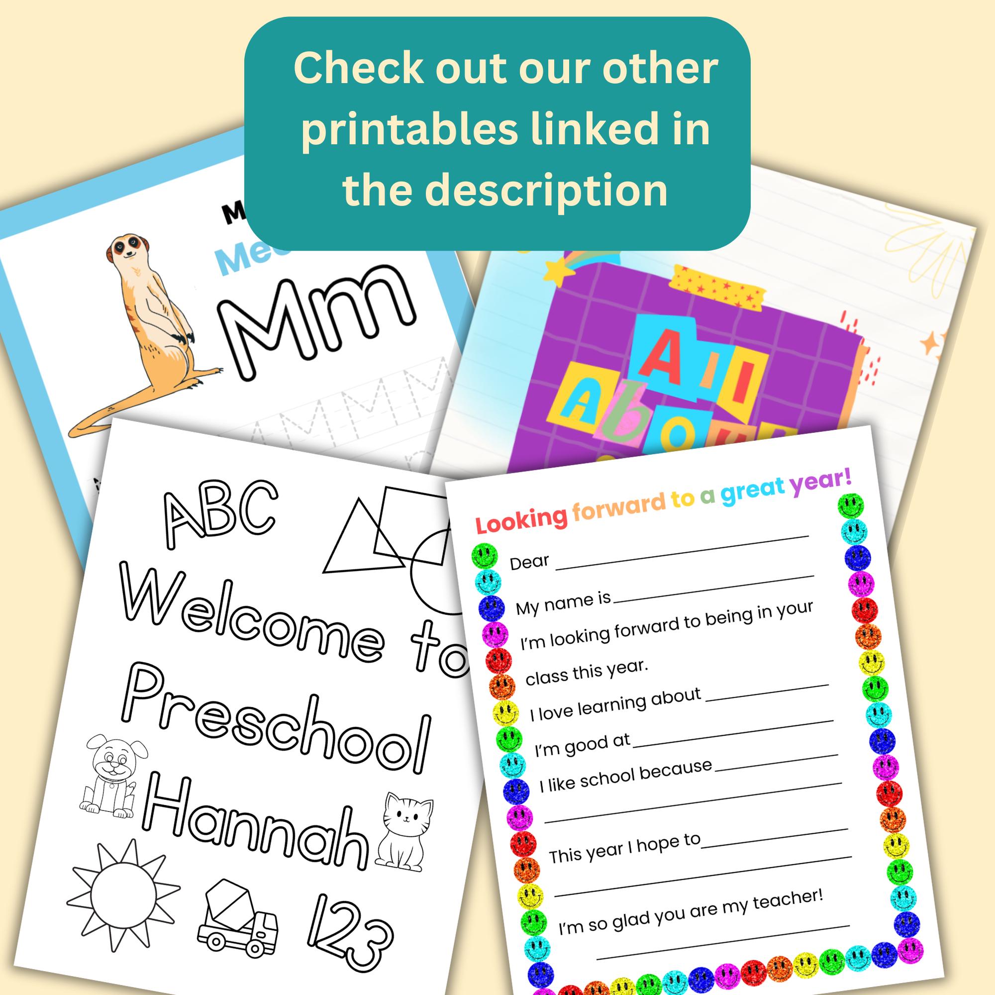 All About Me Worksheet for Preschool Student Instant Download Activity ...