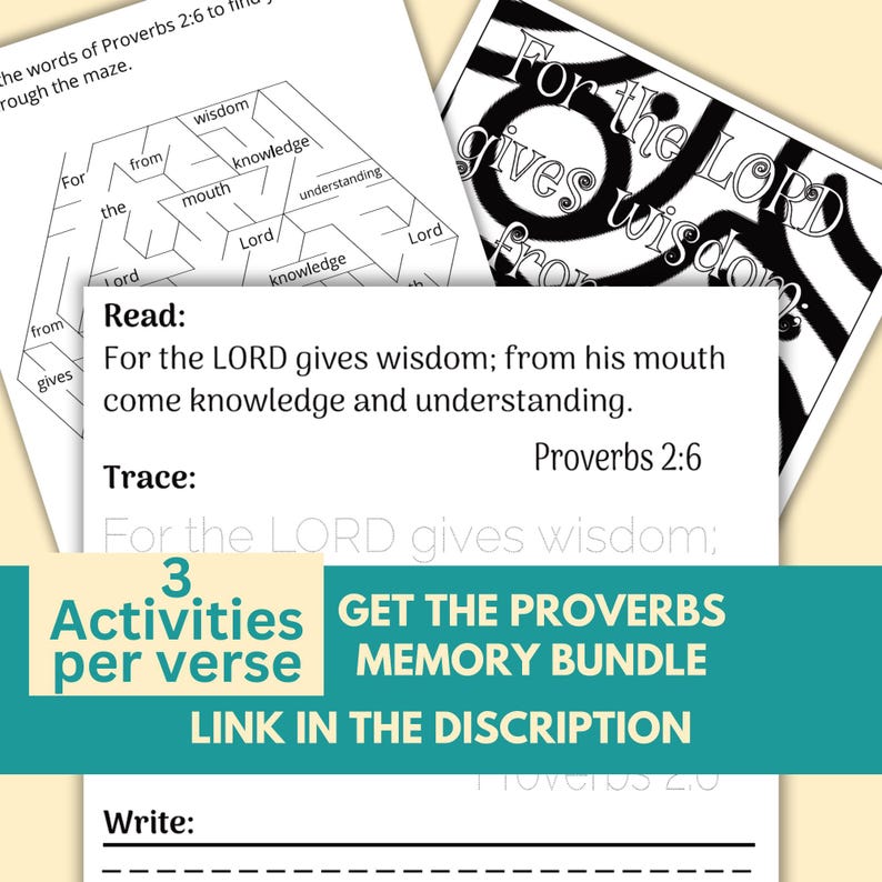 Proverbs Coloring Pages for Children Scripture Memory Activities for ...