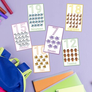 Number Flash Cards for Homeschool Curriculum Educational Cards Animal ...