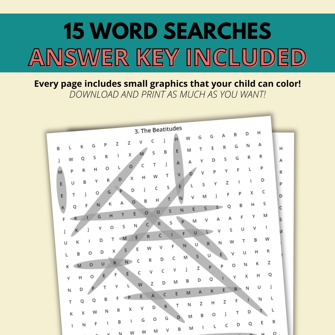 Bible-themed Word Search for Kids, 15 Scripture Based Word Searches for ...