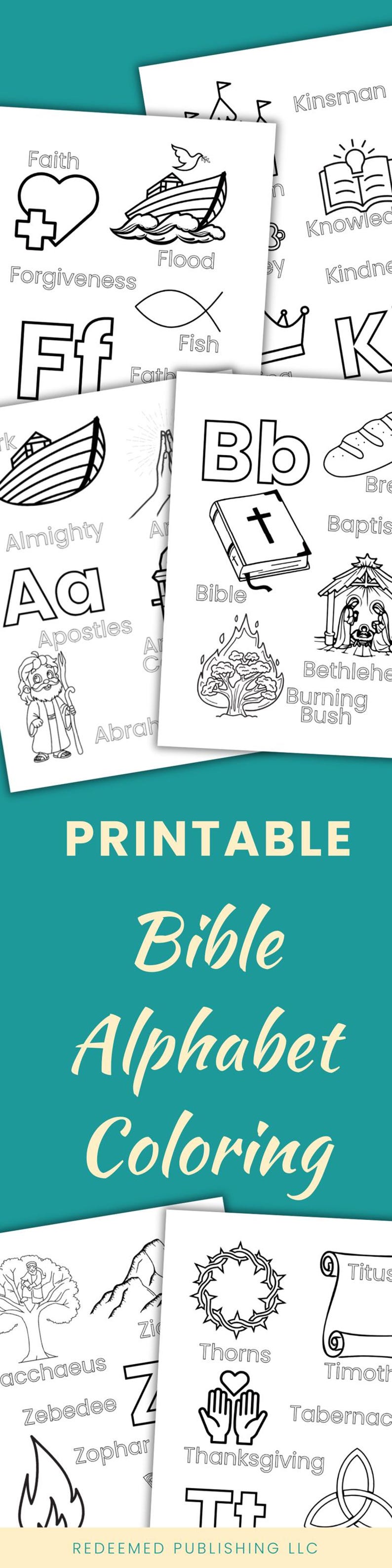 Bible Alphabet Coloring for Christian Homeschool Printable Coloring ...