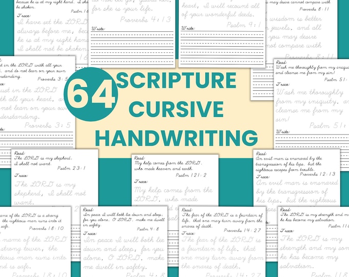 Printable Biblical Cursive Writing Practice Book for Kids and Adults ...