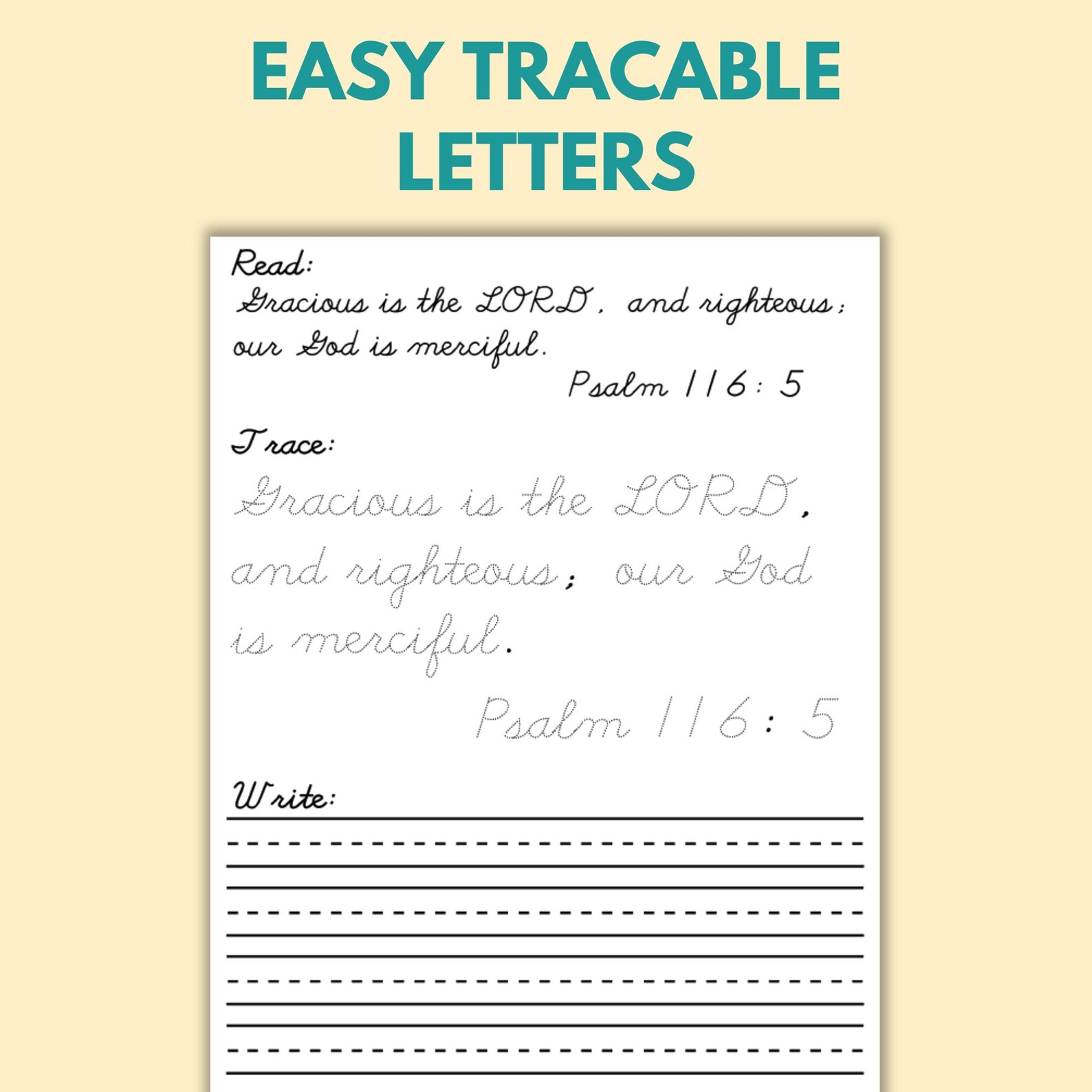 Psalms Cursive Writing for Kids Handwriting Practice Printable Psalms ...