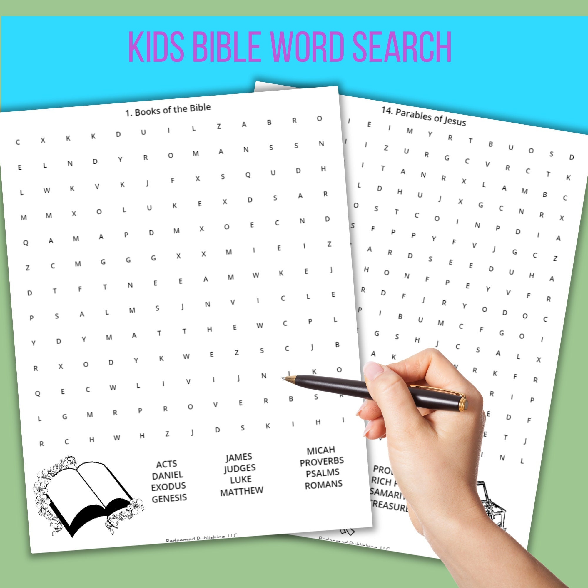 Biblical Word Search for Kids Instant Download Homeschool Activities ...