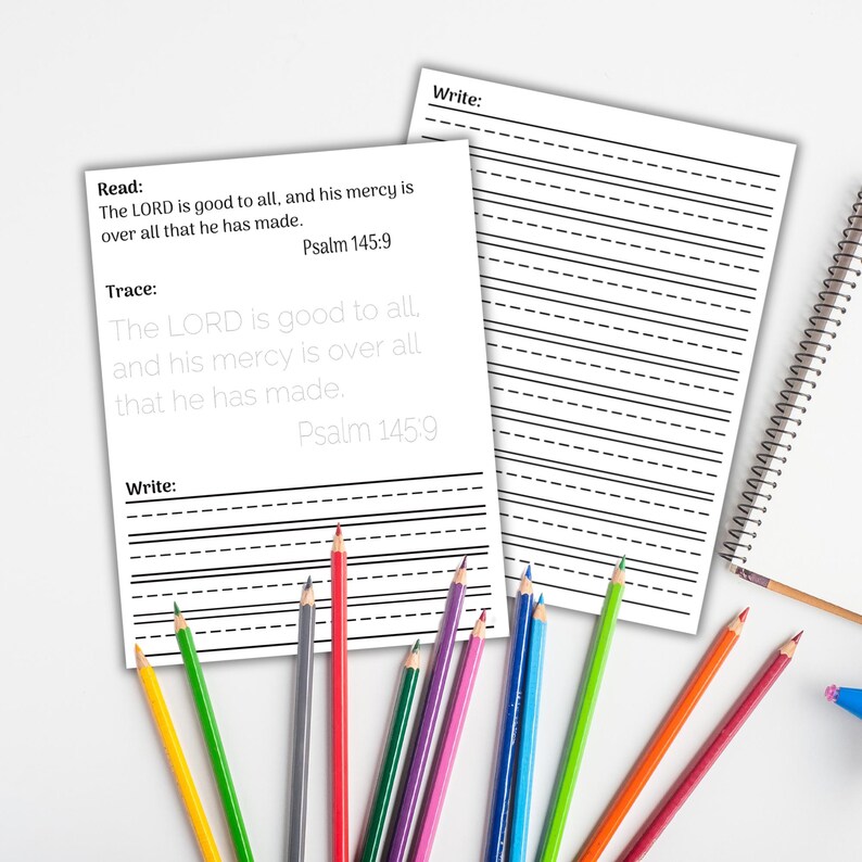 Handwriting Bundle for Kids Letter Tracing Practice Scripture Memory ...