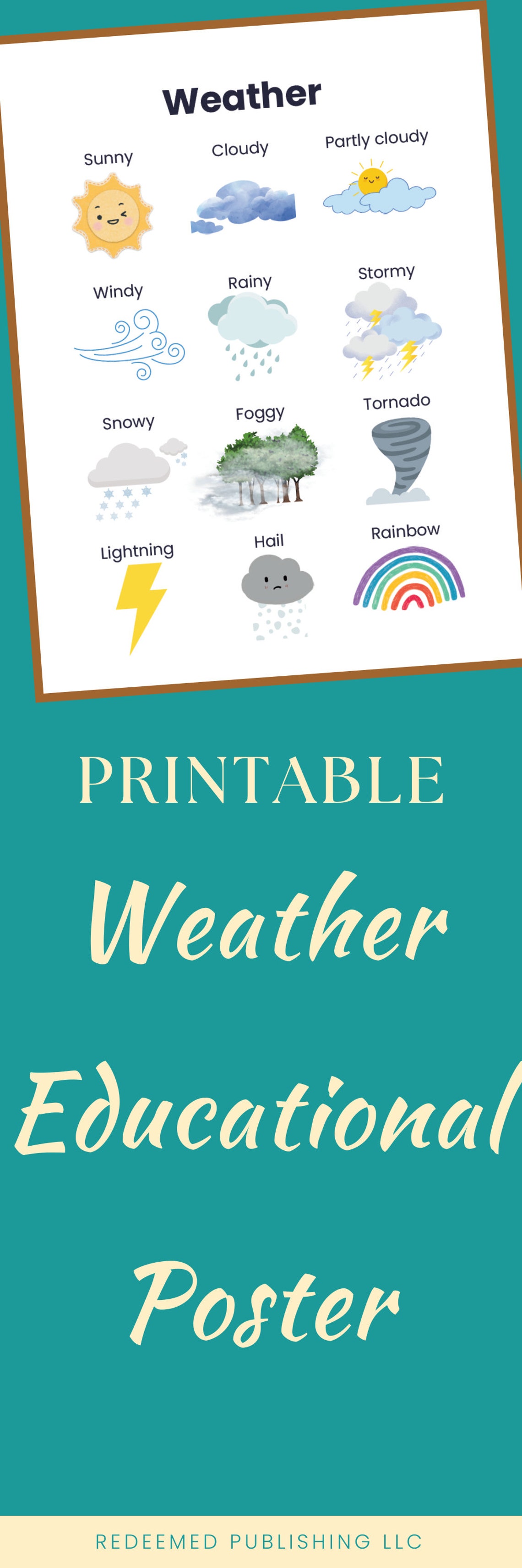 Weather Educational Poster for Playroom Learning Decor Instant Download ...