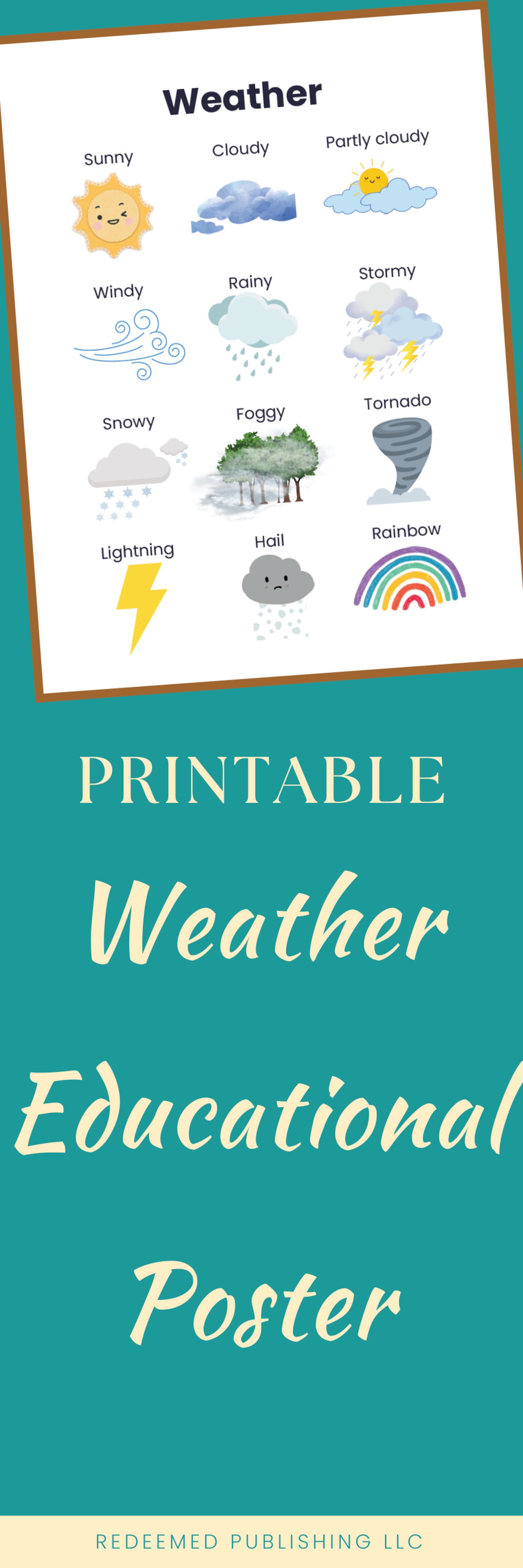 Weather Educational Poster for Playroom Learning Decor Instant Download ...