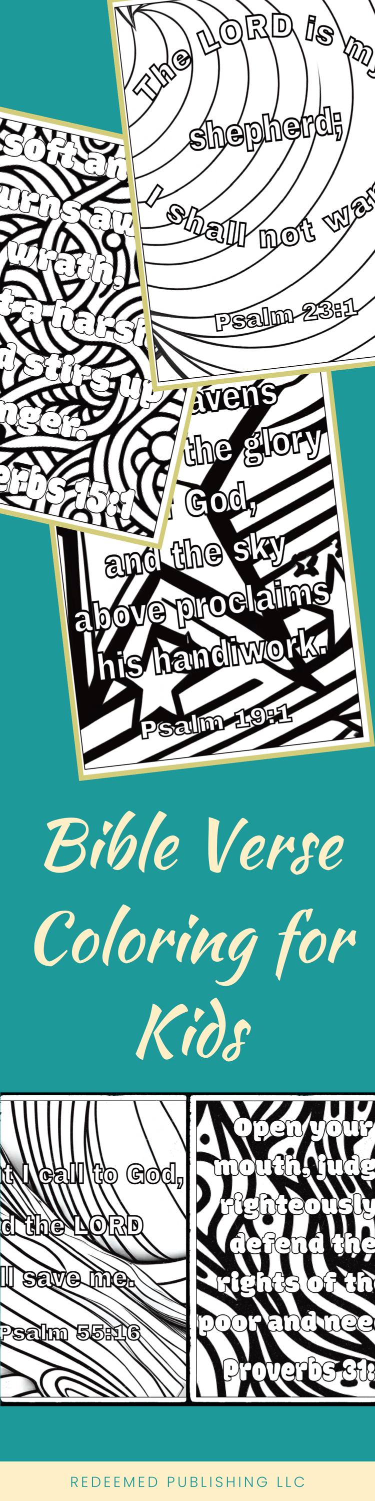 Bible Verse Coloring Bundle for Kids Scripture Memory Verses Printable ...