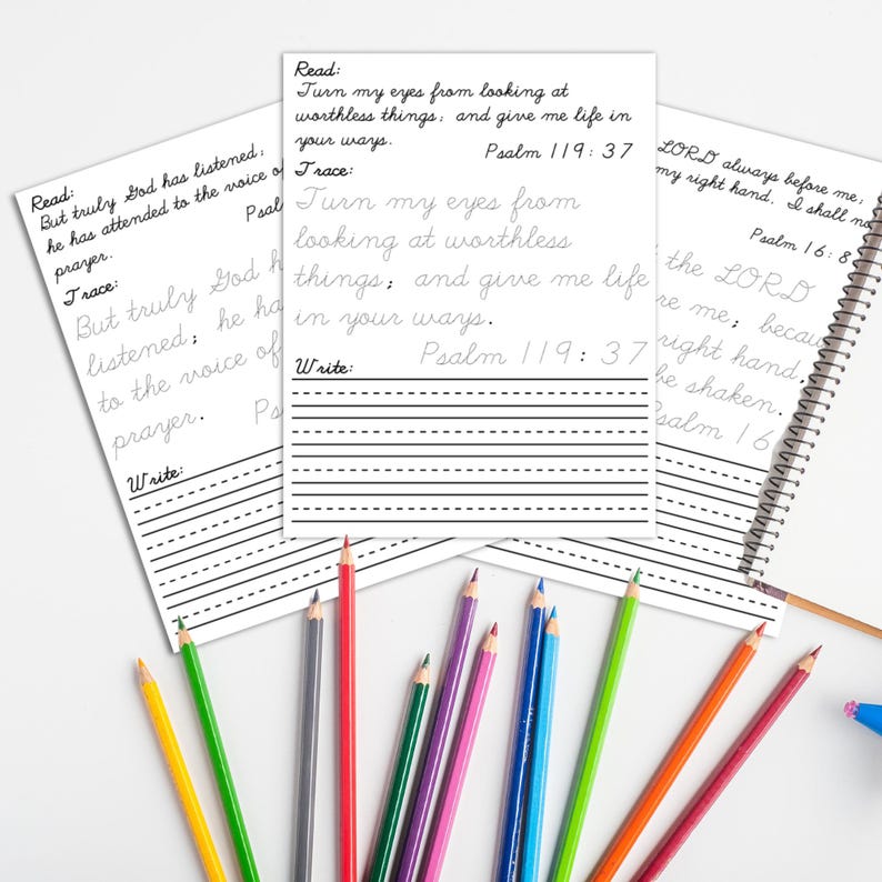 Psalms Cursive Writing for Kids Handwriting Practice Printable Psalms ...