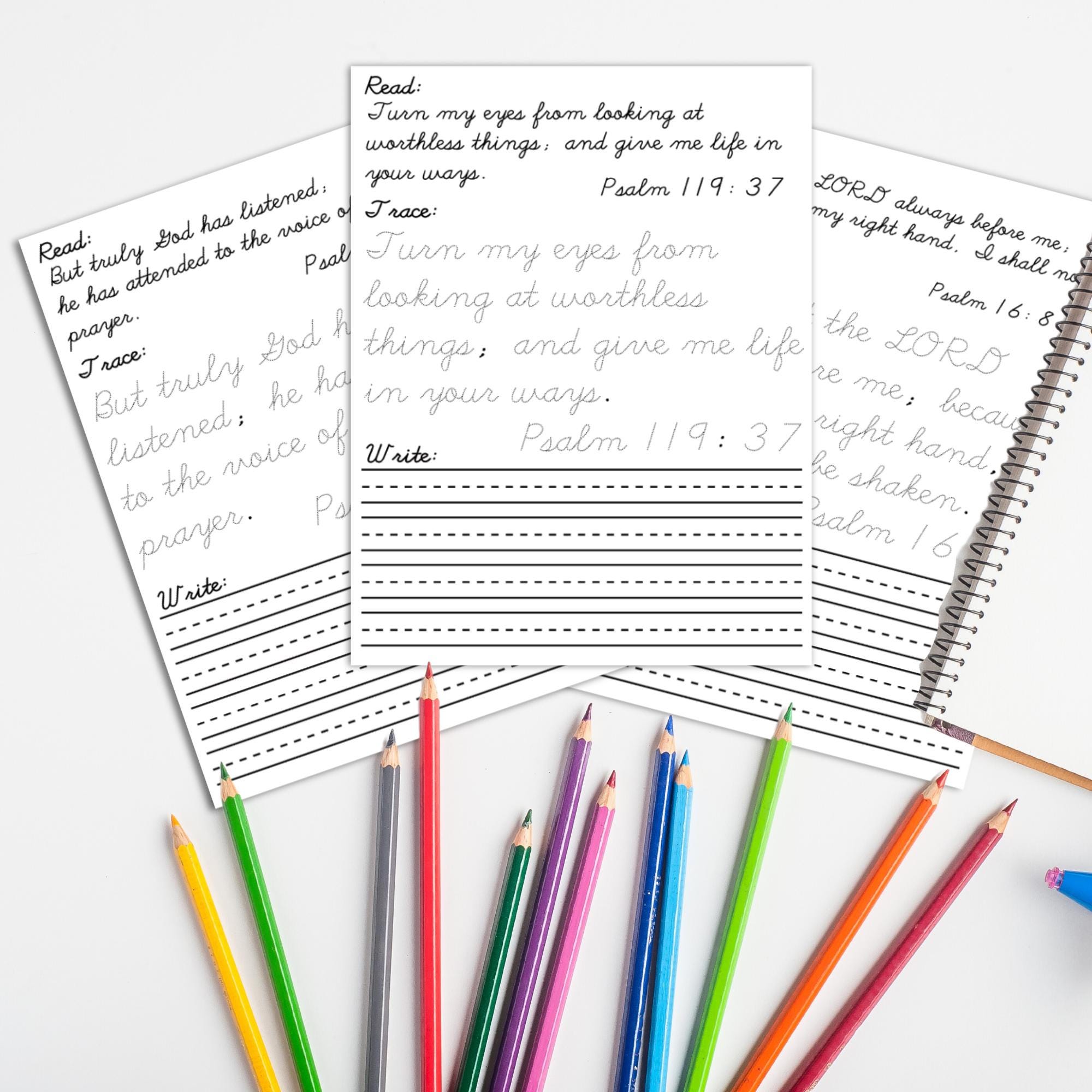 Psalms Cursive Writing for Kids Handwriting Practice Printable Psalms ...
